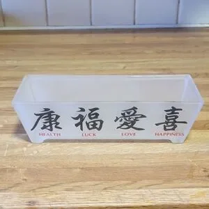 Accents | Frosted Glass Decorative Trinket Dish With Chinese Characters ...